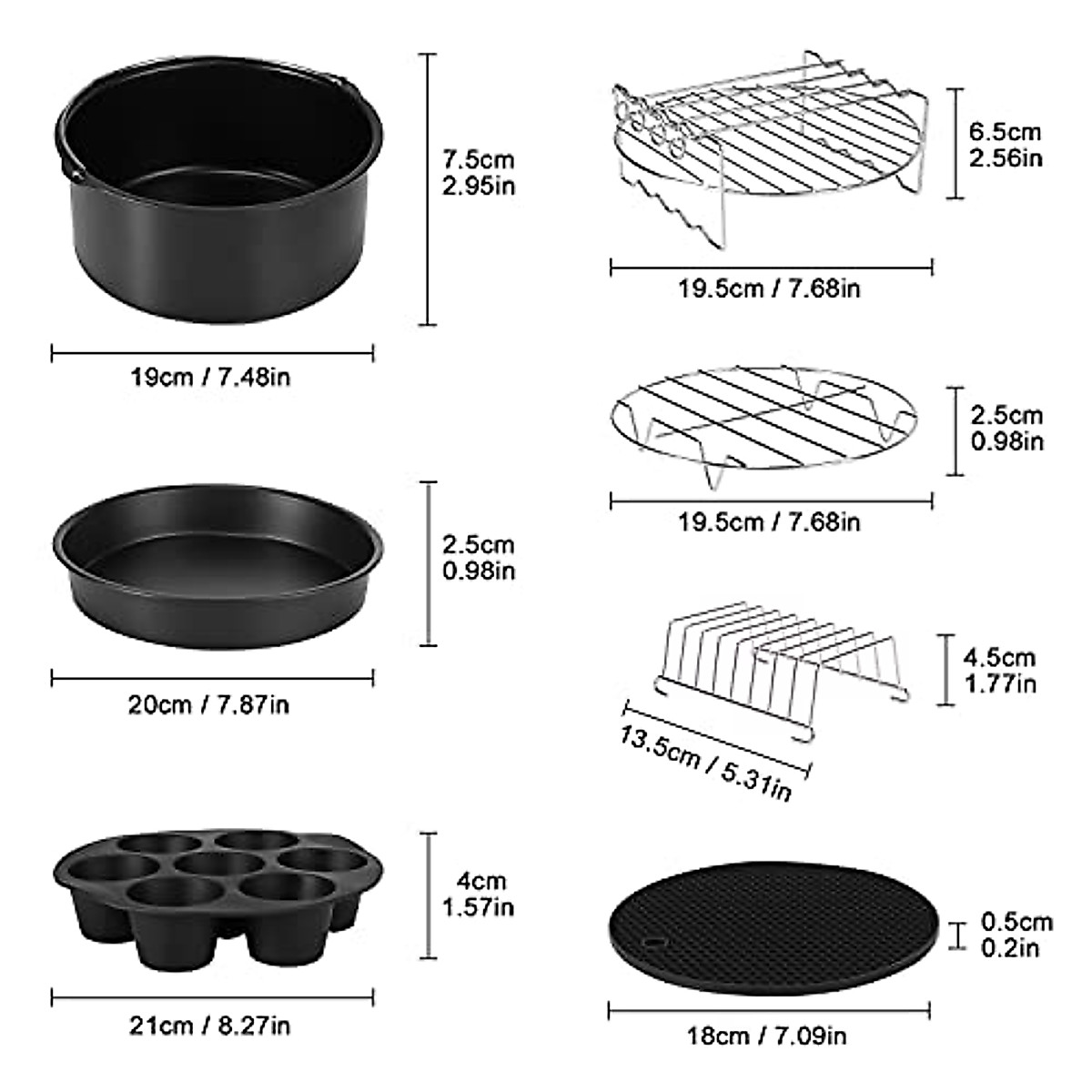 Air Fryer Accessories,14 pcs 8 Inch Air Fryer max xl Accessories,Power xl Air Fryer Accessories 5 QT Accessories Air Fryer 5.8 QT air fryer tools air fryer rack,for All Brands of Fryers (3.7QT-6.8QT)