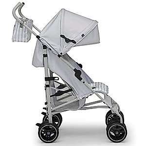 babyGap Classic Stroller - Lightweight Stroller with Recline, Compact Fold & Removable Parent Organizer - Made with Sustainable Materials, Grey Stripes