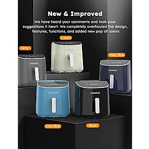 Nuwave Brio Plus 8 Qt Air Fryer, PFAS Free, New & Improved, Digital Touch Screen, Cool White Display, 50°F~400°F in Precise 5°, 5 Cook Functions, 100 Presets & 50 Memory, 3 Wattages 700, 1500, 1800
