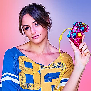 PDP Gaming Rock Candy Wired Power Nintendo Switch Pro Controller, Officially Licensed Lite/OLED Compatible Gamepad, Super Mario Brothers - Bubblegum Princess Peach (Pink)