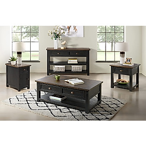 Martin Svensson Home Monterey Chairside Table - Rustic Farmhouse Style with Drawers - Cream White and Brown Top - Bedroom or Living Room Furniture for Storage, Solid Wood, Antique Finish