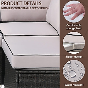 FKSLIFE Cushion Replacement Outdoor,14Pieces Waterproof Patio Furniture Cushions,Sofa Cushions with Removable Cover Seat & Back Cushion for Chair Sofa Couch,Fade Resistant(Grey+Black Edges)