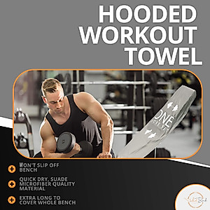 Fitness workout towels, perfect for gym, hood fits over gym bench, absorbes sweat, comfortable, compact, Peloton accessory, yoga, beach, camping & travel quick drying Microfiber for men & women.