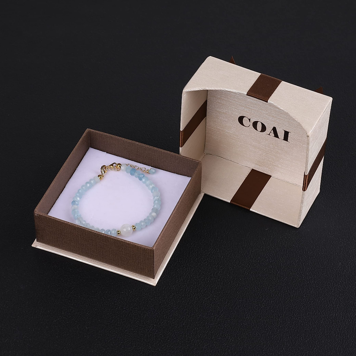 COAI Aquamarine Bracelet Women's Birthstone Bracelet Blue Crystal Bracelet for Women