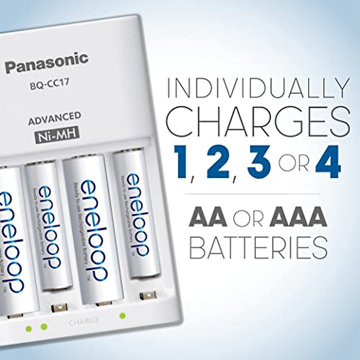 Panasonic eneloop Rechargeable Batteries Power Pack; 10AA, 4AAA, and Advanced Individual Battery Charger