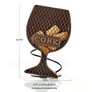 Yawill Wine Bottle Holder Wine Glass Statue Decorative Cork Holder Tabletop Wine Accessory for Home Kitchen (Wine Glass)