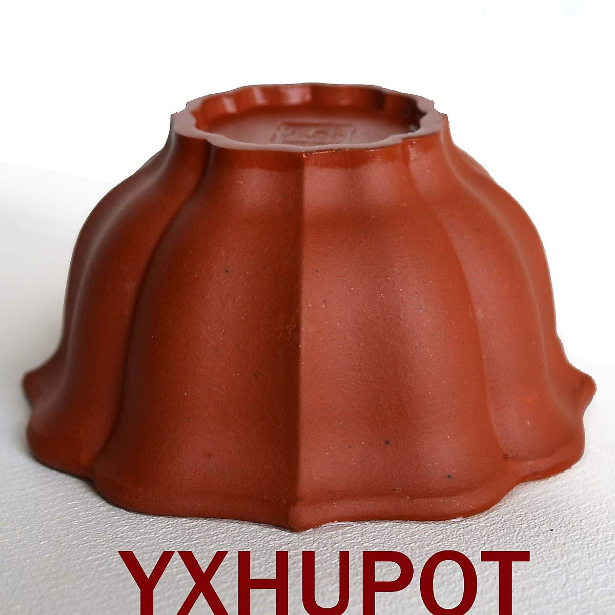 YXHUPOT 4pcs Teacups 2.5oz Chinese Clay Zisha Cup Diamond Flower (Red brown)