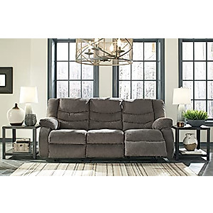 Signature Design by Ashley Tulen Modern Manual Pull Tab Reclining Sofa, Dark Gray