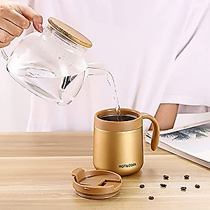 winnereco 350ml Stainless Steel Vacuum Flask Handle Lid Portable Water Cup (Gold)