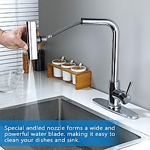 TRIPHIL Waterfall Kitchen Faucet with Pull Down Sprayer,Kitchen Faucets with Sprayer 3-Mode,360° Swivel Single Handle Kitchen Sink Faucet,grifos para fregaderos de cocina for RV,Outdoor,Chrome