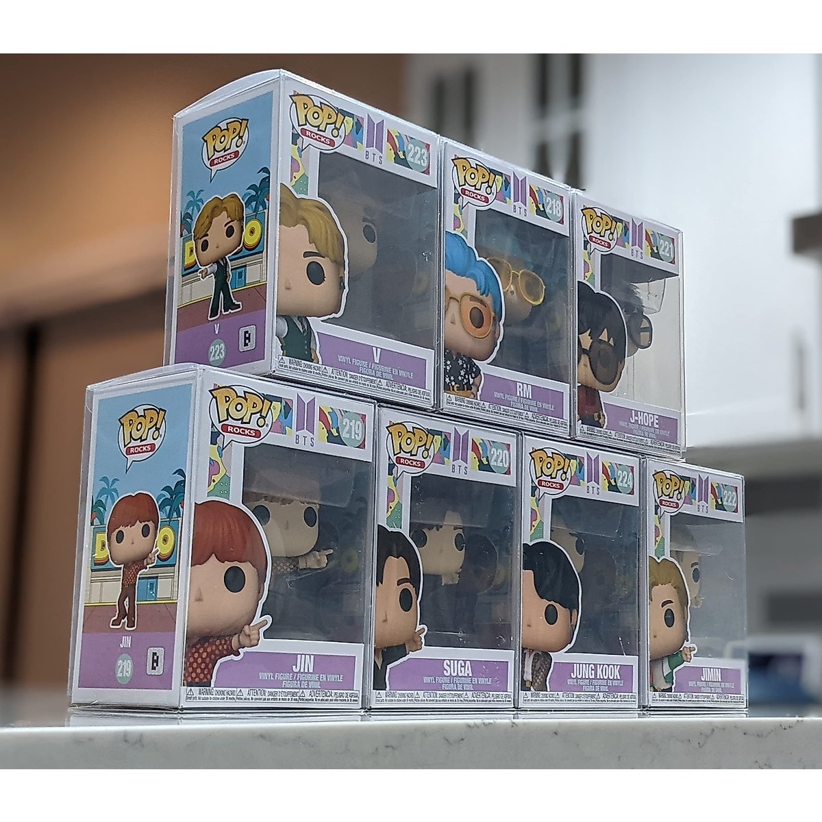 POP BTS Funko Pop BTS Dynamite Set of 7 Funko Pop| - RM, J-Hope, Suga, Jimin, Jin, Jung Kook, & V 7 Set (Bundled with EcoTek Protector Case to Protect Display Box)