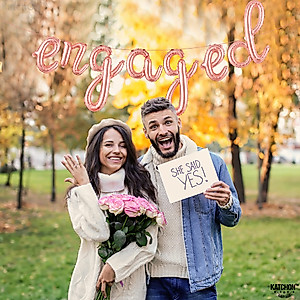KatchOn, Rose Gold Engaged Balloons - 10 Feet, 16 Inch | Engagement Balloons for Engagement Party Decorations | Engagement Decorations | Bachelorette Party Decorations | Bridal Shower Decorations