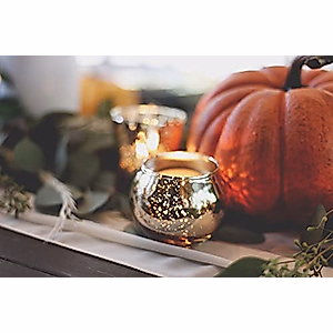 Just Artifacts 2-Inch Round Speckled Mercury Glass Votive Candle Holders (Gold, Set of 12)