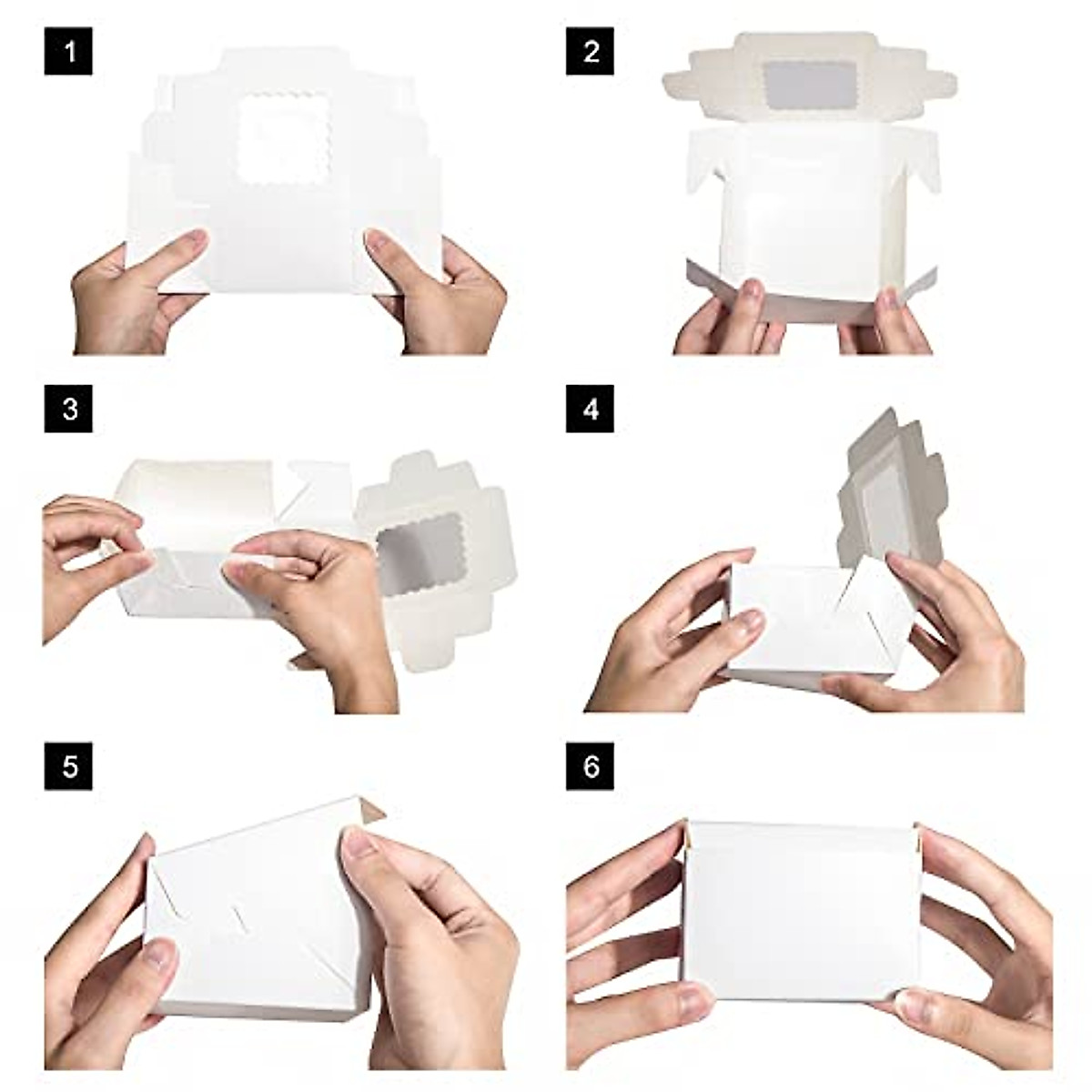 TEAMAX Cookie Boxes 30pcs 4x4x2.5 Inches White Cookie Boxes with Window, Bakery Boxes, Cupcake Boxes,Cake Boxes,Treat Boxes，Dessert Boxes，Mini Cake Boxes,For Birthday Party, Wedding, Valentine's Day