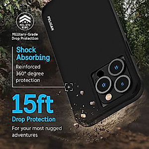 Pelican Ranger Series - iPhone 14 Pro Case 6.1" [Wireless Charging Compatible] Protective Phone Case with Anti-Scratch Tech [15FT MIL-Grade Drop Protection] Slim Rugged Cover for iPhone 14 Pro - Black