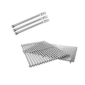 QuliMetal 304 Stainless Steel Grill Burner and SUS304 9MM for Weber Genesis 300 Series (2011-2016), Genesis E310 E320 E330 S310 S320 S330 Gas Grills with Front Control Panel