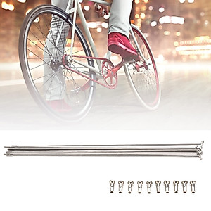 Bike Spokes, 10 Sets 14G Stainless Steel Spokes 270mm/10.6in with Nipples for Road Mountain Bike(270mm)