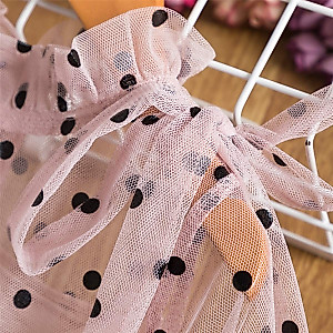 TTYAOVO Princess Girl Lace Dress Casual Flower Girls Baby Polka Dots #226_A Pink 6-7 Years