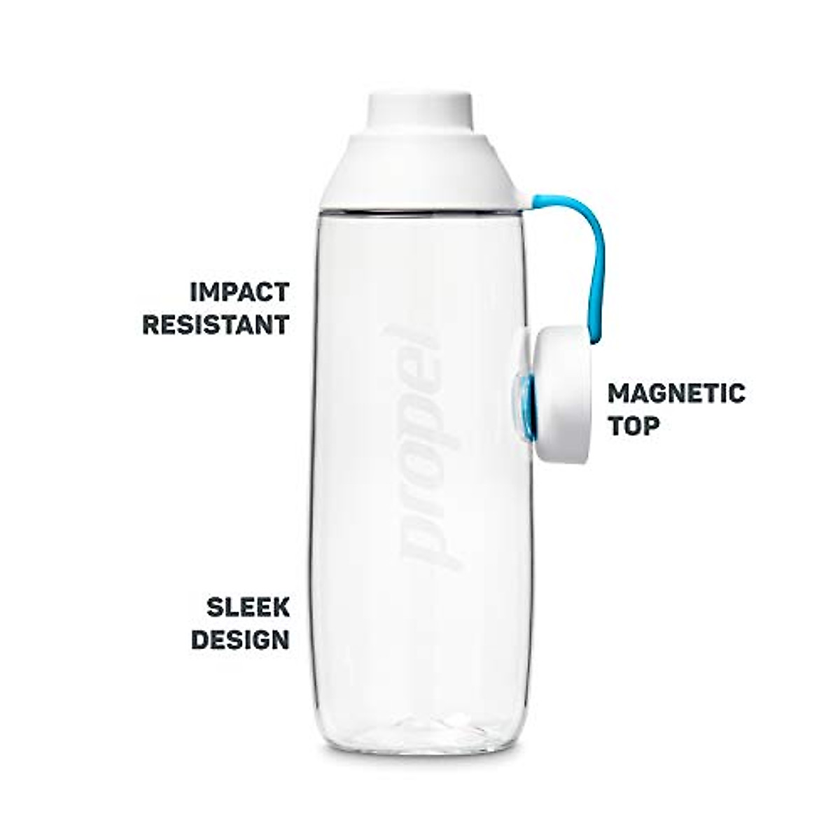 Propel 20oz Reusable Bottle, BPA Free, Impact Resistant, On-The-Go Strap, Dishwasher Safe, White