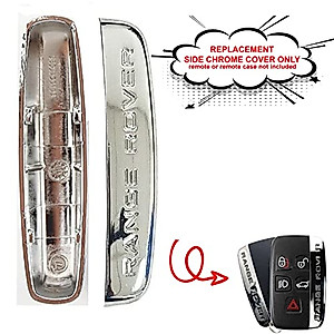 RemoteOverstock for Replacement Chrome (Side) Remote Cover for Land Rover Range Rover Remote fits 2011-2020 Key Fob LR2 LR4 Evoque Sport – FCC ID: KOBJTF10A, P/N: CH22-15K601-AB – Chrome Cover ONLY