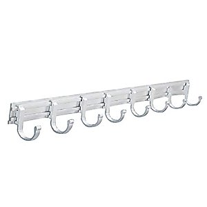 MroMax Wall Mounted 8 Hooks Towel Hat Coat Clothes Wall Hook Rack Rail 20.47"x2.17"(L x W), Silver 1Pcs