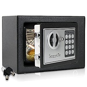 Safe and Lock Box - Safe Box, Safes And Lock Boxes, Money Box, Safety Boxes for Home, Digital Safe Box, Steel Alloy Drop Safe, Includes Keys- SereneLife SLSFE14