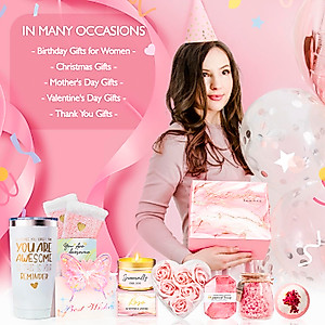 Gifts for Women, Birthday Gifts for Women, Happy Birthday Gifts Basket for Women, Rose Relaxing Spa Gifts Basket for Best Friends Female Sister Mom Wife Her Girlfriend Coworker Bestie