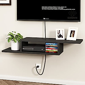 ChooChoo Floating TV Stand Shelf, Wall Mount Entertainment Center Media Console for Living Room, Bedroom, Black