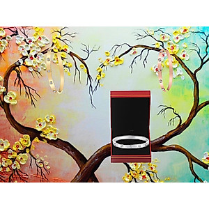 VPKJewelry Stainless Steel Present for Girls Womens Teen Jewelry Oval Bracelet Bangle Birthday gifts Silver White Yellow Gold Plated Cubic-Zircon stones free red nice box (White, 7.50)