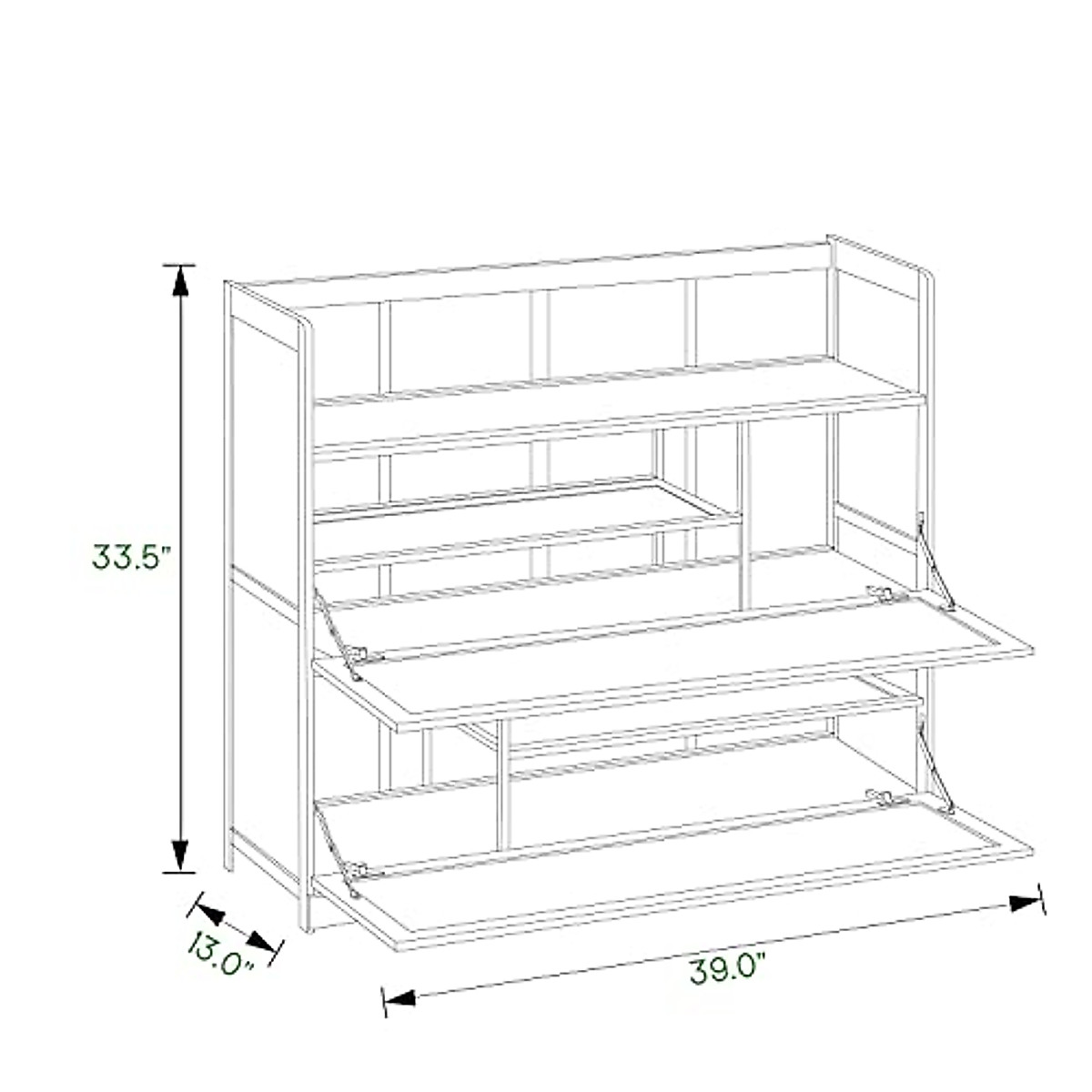 MoNiBloom Bamboo 5 Tier Shoe Storage Cabinet with Pull-Down Doors for Heels Sneakers Shoes Rack Organizer for 31-35 Pairs Entryway Hallway Living Room, Brown