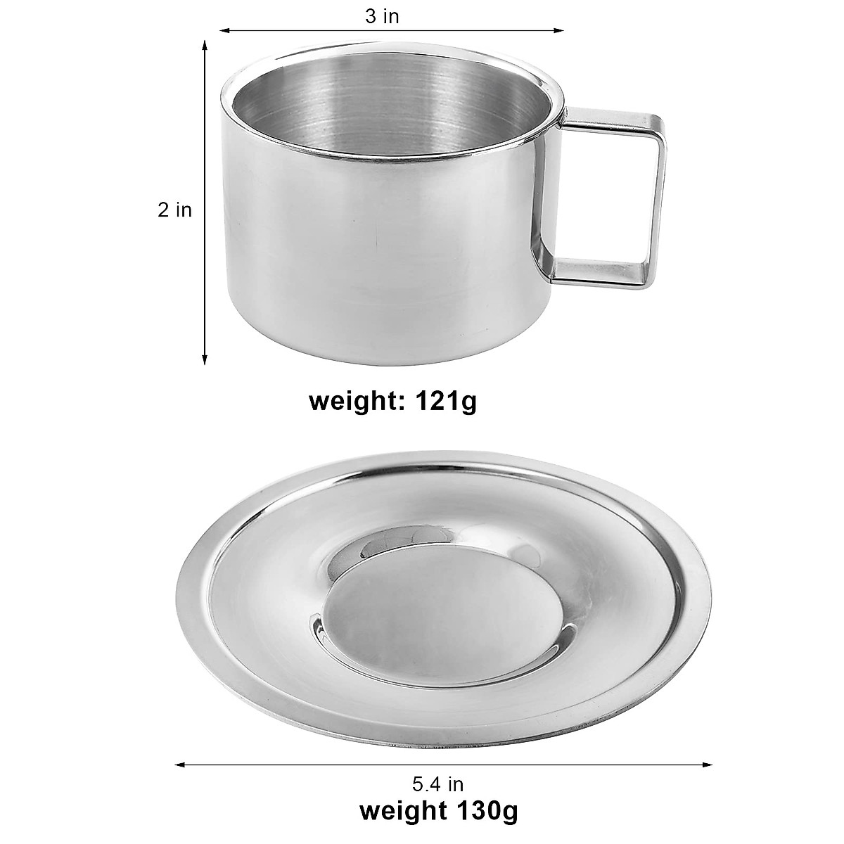 ZENFUN 4 Pack 6.8 Oz Stainless Steel Coffee Cups Set Espresso Cups, Double Walled Coffee Mugs Drinkware for Latte, Cappuccino, Milk, Tea