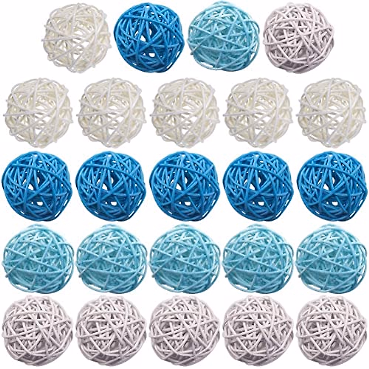 DomeStar 24PCS Blue Decorative Balls for Bowl Centerpiece, 2 Inch Rattan Balls Wicker Balls Decorative Twig Orbs Spheres Bowl Fillers Vase Fillers Home Wedding Decor