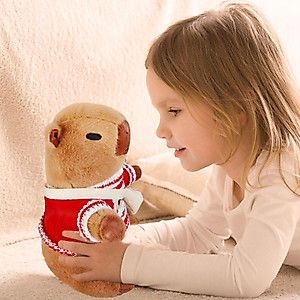Capybara Plush,with Clothes & Accessories Capybara Christmas Style Dress Up,Christmas Plush, Christmas Set Capybara Backpack Decoratio, Capybara Stuffed Animal Birthday Gifts for Boys and Girls