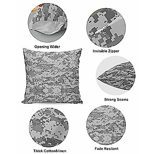 HELLOWINK Decorative Throw Pillow Covers 20x20 Set of 2 Cool Camo Linen Indoor Outdoor Pillow Covers for Couch Sofa Gray White Soft Double-Sided Cushion Covers Cases for Home Decor