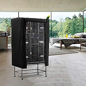 POPETPOP Universal Bird Parrot Cage Cover Washable Good Night Birdcage Cover (Black)