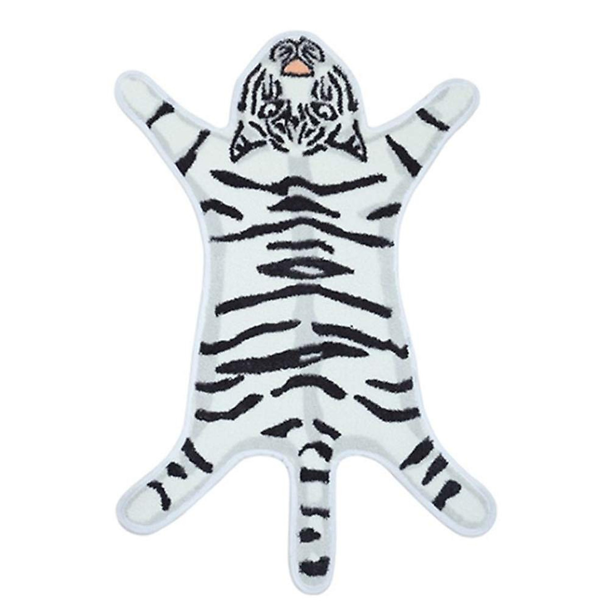 Tiger Print Rug Cartoon Cute Faux Area Rugs Fluffy Animal Print Mat Carpet Kids Small Rugs for Playroom Room Home Decor (2.6x1.8Ft /32.2" Lx21.4 W（54.5x82cm）,White)