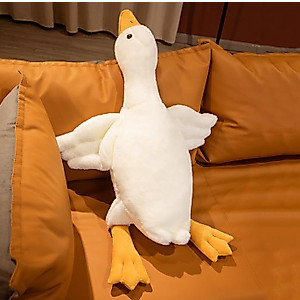 MUVLUS Goose Stuffed Animal Giant White Goose Plush Pillow,Cute Duck Toy Soft Hugging Swan Plush Pillow Gifts for Kids Adults (75in)