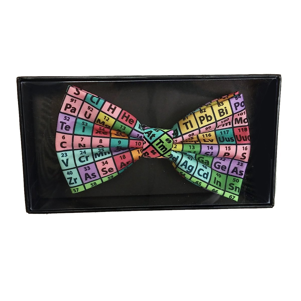 CP Lab Safety Periodic Table of Elements Chemistry Bow Tie, Rainbow, Microfiber