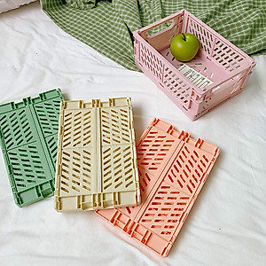 KONGDY Storage Bins 5 PACKS Foldable Plastic Storage Box Case, 9.8x6.3x3.9in/25*16*10cm Durable Folding Storage Crate for Office, Bedroom, Closet, Kitchen, Bathroom, Organizing Books Condiments Toys