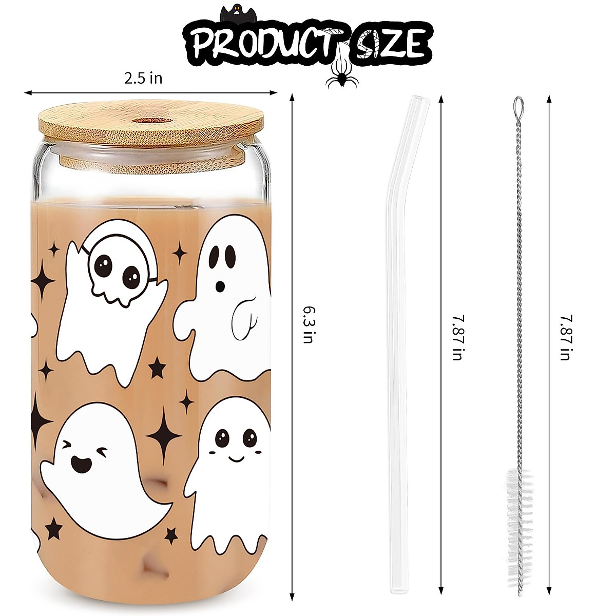 18 OZ Halloween Ghost Coffee Mug,Funny Halloween Gifts for Women,Halloween Tumbler with Lid and Straw,Halloween Decorations,Spooky Cups for Iced Coffee,Halloween Gifts for Women Her Sister Mom Dad