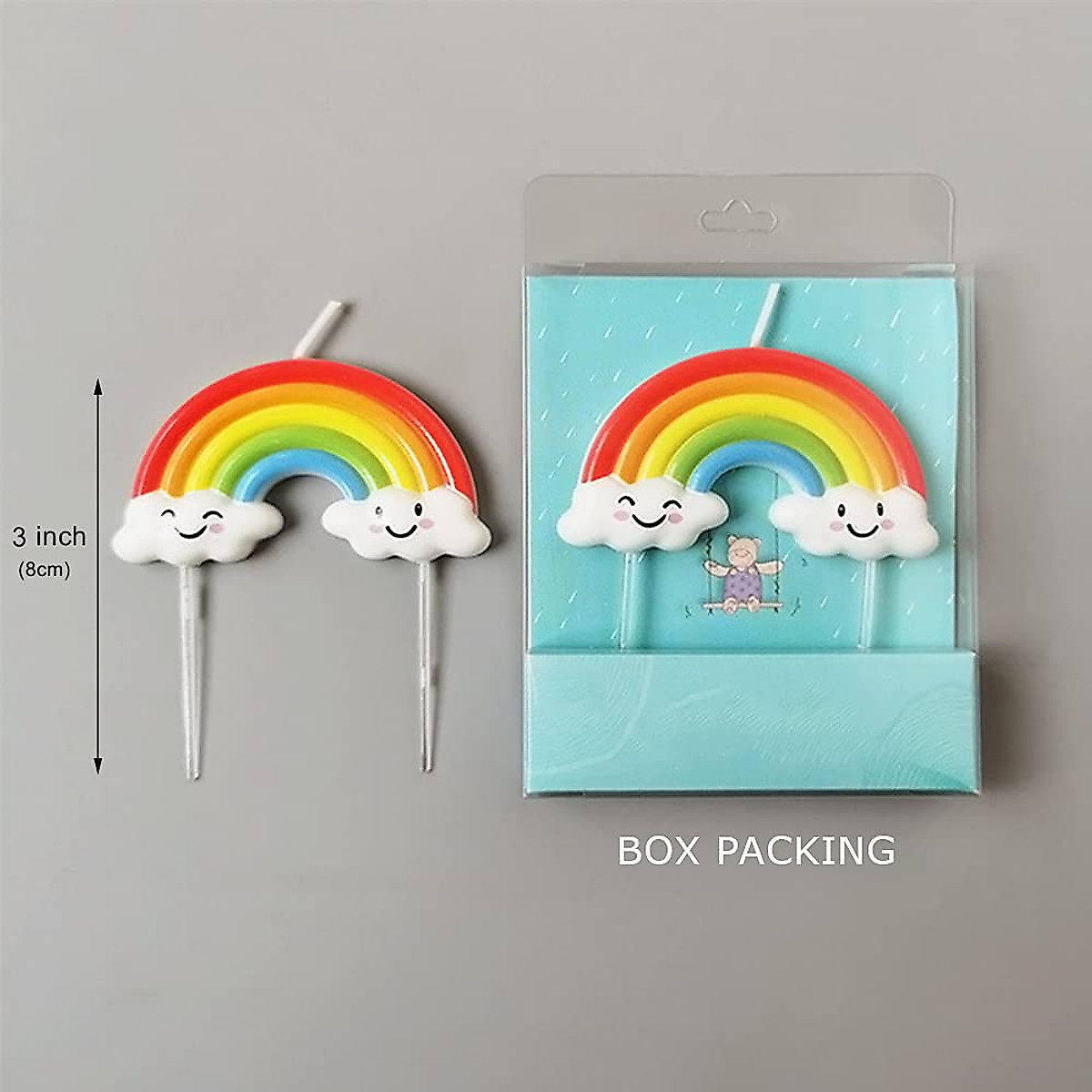 Cute Birthday Candle, Rainbow Cake Topper Cake Decoration Candle