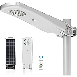 Solar Street Lights Outdoor Waterproof - 80Wh 2500LM Dusk to Dawn Area Lighting, LED Wide Angle Security Lamp with Motion Sensor, Remote Control for Yard, Garden, Parking Lot, Stadium, Barn