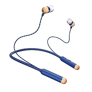 House of Marley Smile Jamaica Wireless: Wireless Neckband Earphones with Microphone, Bluetooth Connectivity, 8 Hours of Playtime, and Sustainable Materials (Denim)