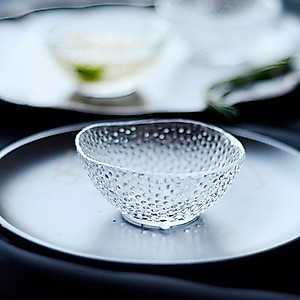 Leoyoubei 3 Ounce 3.25x1.5 inch Heat Resistant Glass Bowl for Ice Cream Dessert,Soy Sauce Dishes,Appetizer Spoons Stackable,Mini Side Dishes Ramekins Transparent 4 Packs (Point Bowl)