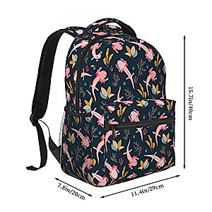 Niuyoif Cute Axolotl Large Backpack For Men Women Personalized Laptop Tablet Travel Daypacks Shoulder Bag