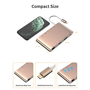 USB C Hub Multiport Adapter, CableCreation 10 in 1 Portable Dongle with 4K HDMI, VGA, RJ45 Ethernet, 3 USB 3.0, TF/SD Card Slot, 3.5mm Audio and USB C 60W PD for MacBook Pro/Air 2020, iPad Pro 2021