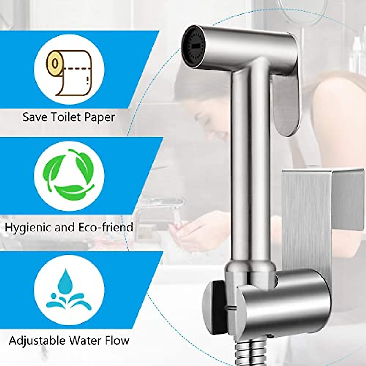 Luxury Bidet Sprayer for Toilet-Handheld Sprayer Attachment with Brass Leak Free T-Valve&Adjustable Jet Spray, Perfect for Feminine Hygiene