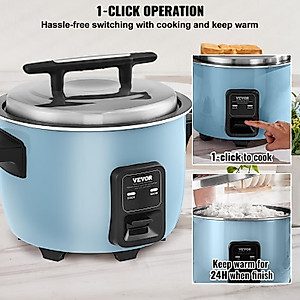 VEVOR Commercial Rice Cooker, 13.74Qt/60 Cups Cooked Rice, Large Rice Cooker and Warmer with Nonstick Inner Pot, Fast Cooking and 24-Hour Keep Warm, with Rice Cup and Paddle, for Restaurant
