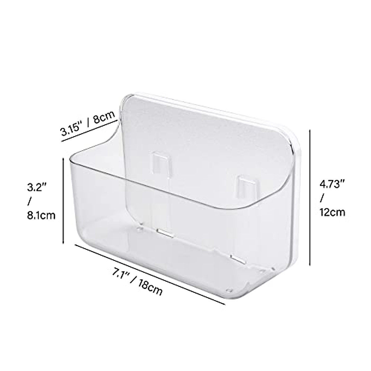 COLINCH Adhesive Wall Mounted Small Storage Organizer Box Without Drilling for Bathroom, Pantry, Kitchen, Laundry, Utility Room, Inside of Cabinet Door - Clear