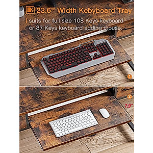 ODK Computer Desk with Keyboard Tray and Drawers, 48 inch Office Desk with Storage, Writing Desk with Monitor Shelf, Work Desk Workstation for Home Office/Bedroom, Rustic Brown